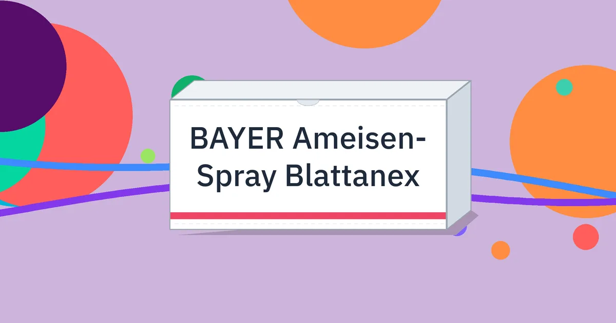 Symbolbild: Packung mit der Aufschrift BAYER Ameisen-Spray Blattanex (PZN 04882273) – Verfügbarkeit und Bezug in Apotheken in Frankfurt am Main