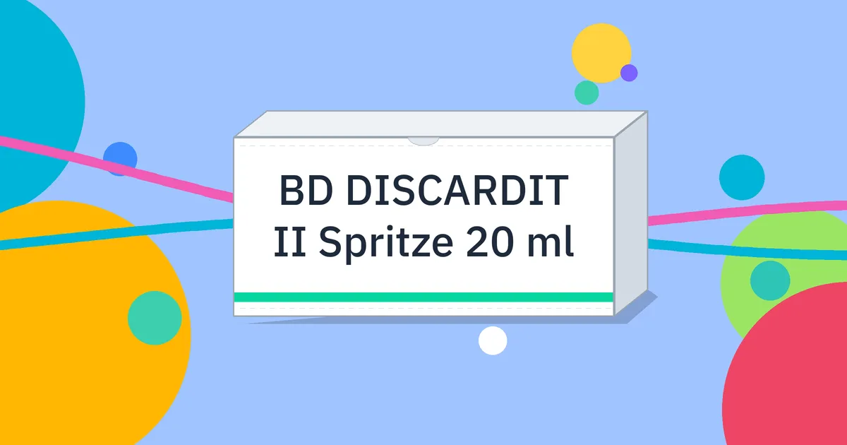Symbolbild: Packung mit der Aufschrift BD DISCARDIT II Spritze 20 ml (PZN 02814534) – Verfügbarkeit und Bezug in Apotheken in Frankfurt am Main