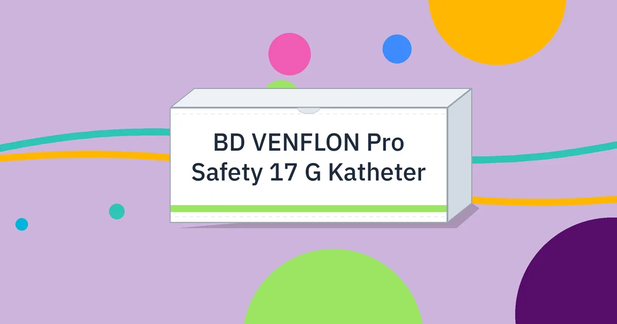 Symbolbild: Packung mit der Aufschrift BD VENFLON Pro Safety 17 G Katheter (PZN 07558768) – Verfügbarkeit und Bezug in Apotheken in Frankfurt am Main