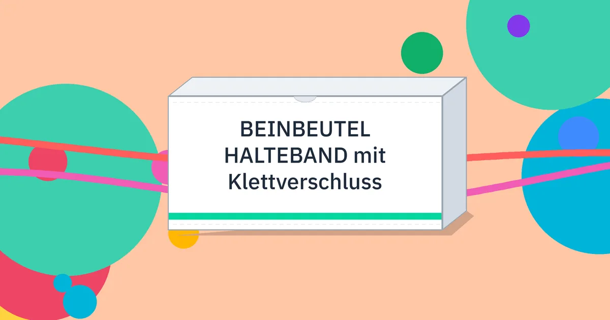 Symbolbild: Packung mit der Aufschrift BEINBEUTEL HALTEBAND mit Klettverschluss (PZN 18021480) – Verfügbarkeit und Bezug in Apotheken in Frankfurt am Main