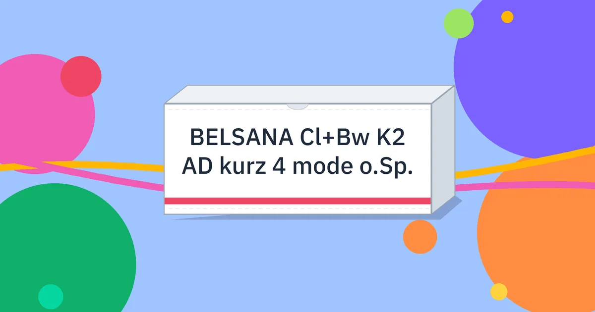 Symbolbild: Packung mit der Aufschrift BELSANA Cl+Bw K2 AD kurz 4 mode o.Sp. (PZN 12241565) – Verfügbarkeit und Bezug in Apotheken in Frankfurt am Main