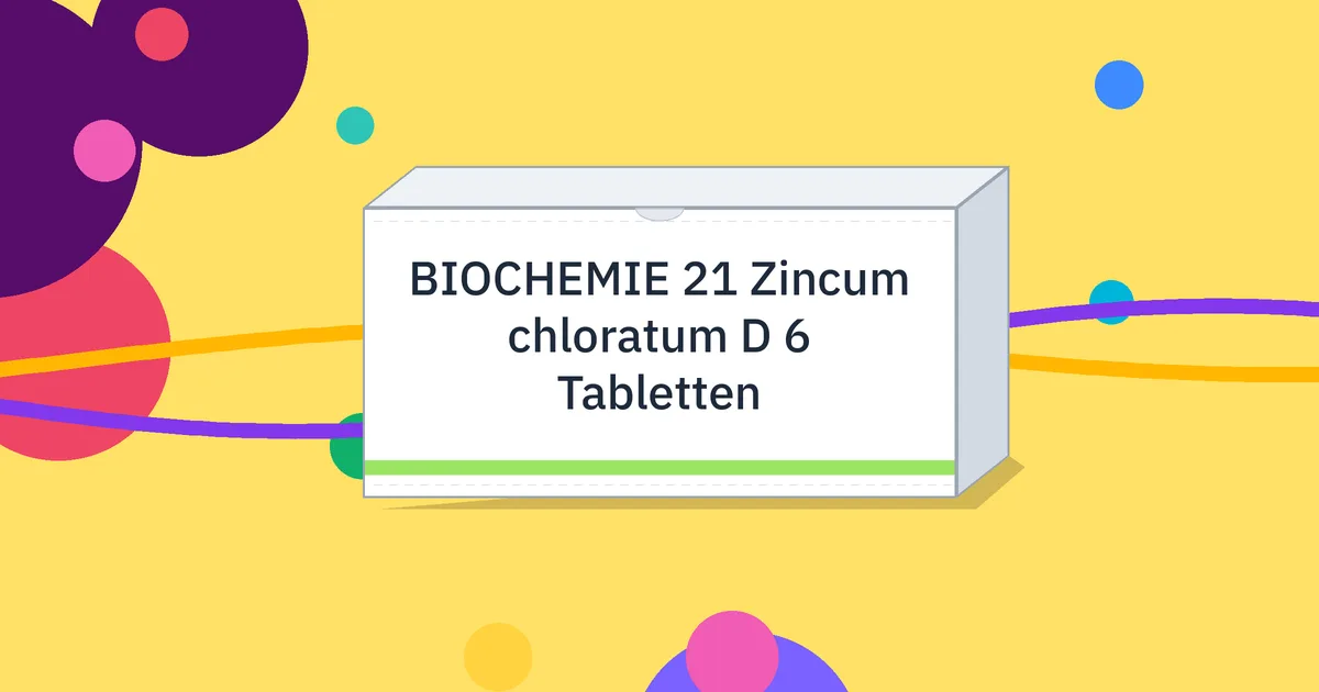 Symbolbild: Packung mit der Aufschrift BIOCHEMIE 21 Zincum chloratum D 6 Tabletten (PZN 04325182) – Verfügbarkeit und Bezug in Apotheken in Frankfurt am Main