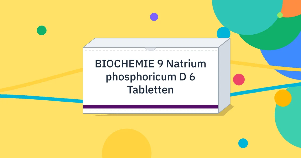 Symbolbild: Packung mit der Aufschrift BIOCHEMIE 9 Natrium phosphoricum D 6 Tabletten (PZN 01073780) – Verfügbarkeit und Bezug in Apotheken in Frankfurt am Main