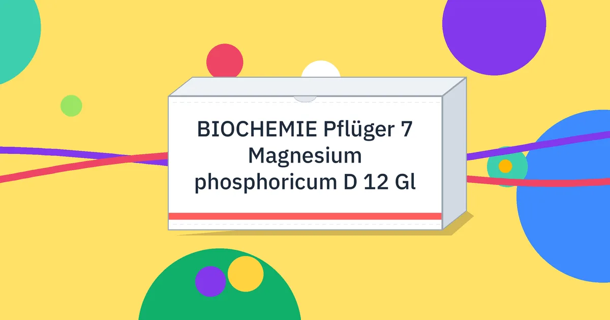 Symbolbild: Packung mit der Aufschrift BIOCHEMIE Pflüger 7 Magnesium phosphoricum D 12 Gl (PZN 17286874) – Verfügbarkeit und Bezug in Apotheken in Frankfurt am Main