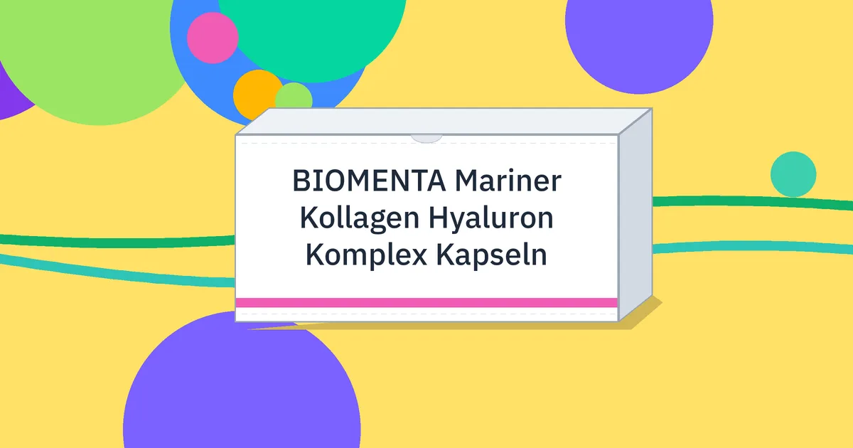 Symbolbild: Packung mit der Aufschrift BIOMENTA Mariner Kollagen Hyaluron Komplex Kapseln (PZN 20634528) – Verfügbarkeit und Bezug in Apotheken in Frankfurt am Main