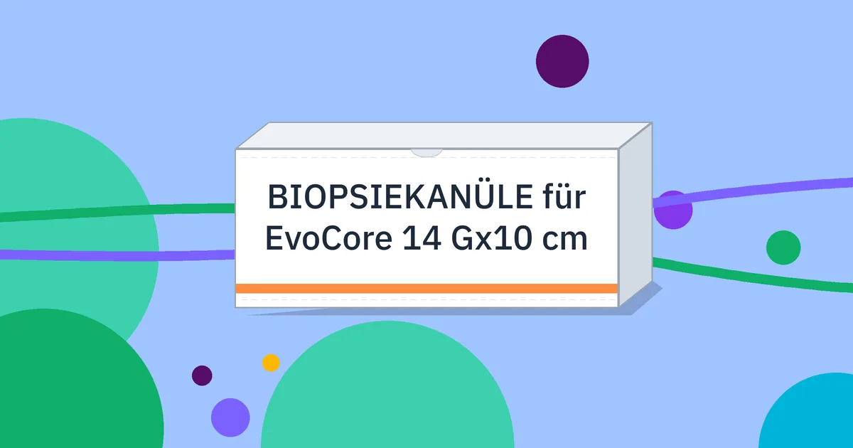 Symbolbild: Packung mit der Aufschrift BIOPSIEKANÜLE für EvoCore 14 Gx10 cm (PZN 11059031) – Verfügbarkeit und Bezug in Apotheken in Frankfurt am Main