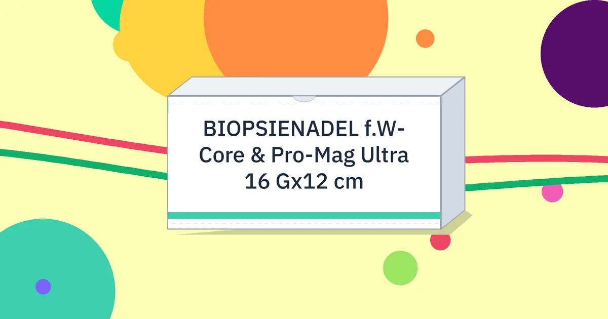 Symbolbild: Packung mit der Aufschrift BIOPSIENADEL f.W-Core & Pro-Mag Ultra 16 Gx12 cm (PZN 19351765) – Verfügbarkeit und Bezug in Apotheken in Frankfurt am Main
