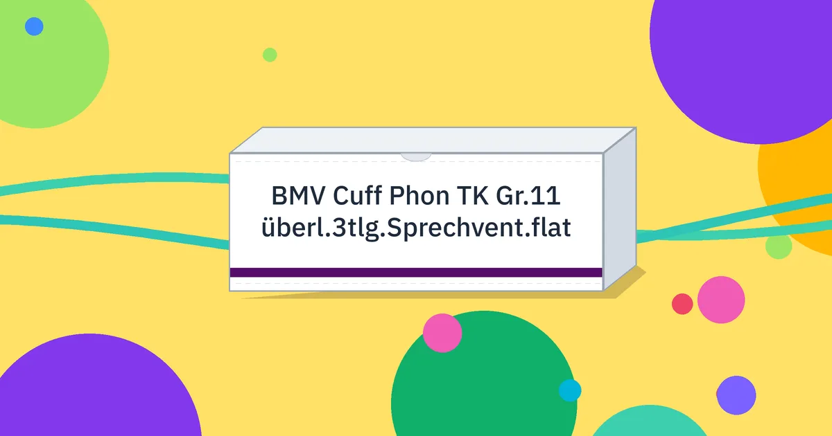 Symbolbild: Packung mit der Aufschrift BMV Cuff Phon TK Gr.11 überl.3tlg.Sprechvent.flat (PZN 18384343) – Verfügbarkeit und Bezug in Apotheken in Frankfurt am Main