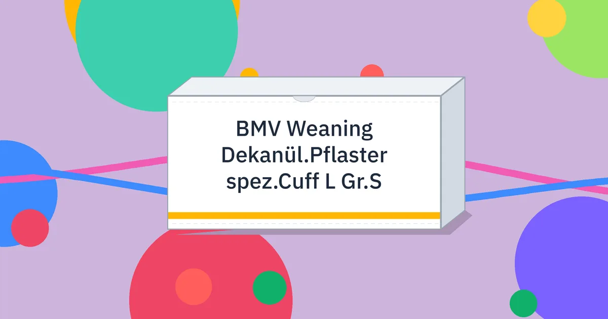 Symbolbild: Packung mit der Aufschrift BMV Weaning Dekanül.Pflaster spez.Cuff L Gr.S (PZN 16608560) – Verfügbarkeit und Bezug in Apotheken in Frankfurt am Main