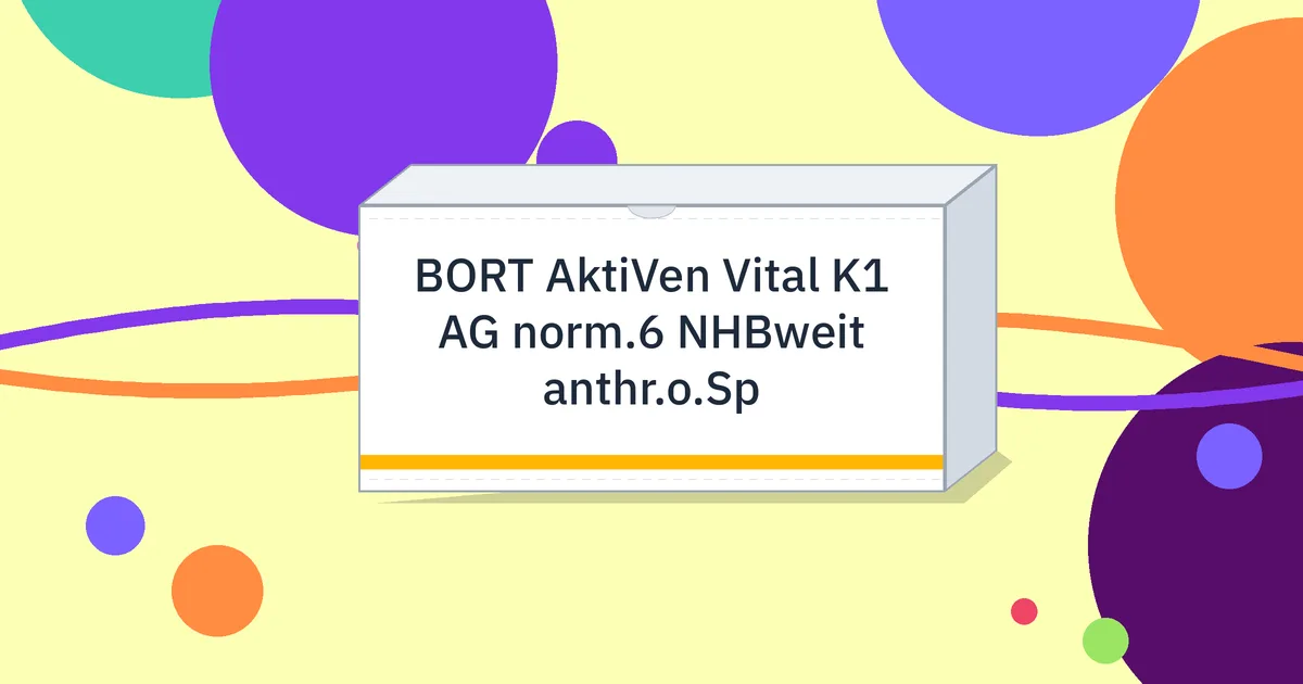 Symbolbild: Packung mit der Aufschrift BORT AktiVen Vital K1 AG norm.6 NHBweit anthr.o.Sp (PZN 13733678) – Verfügbarkeit und Bezug in Apotheken in Frankfurt am Main