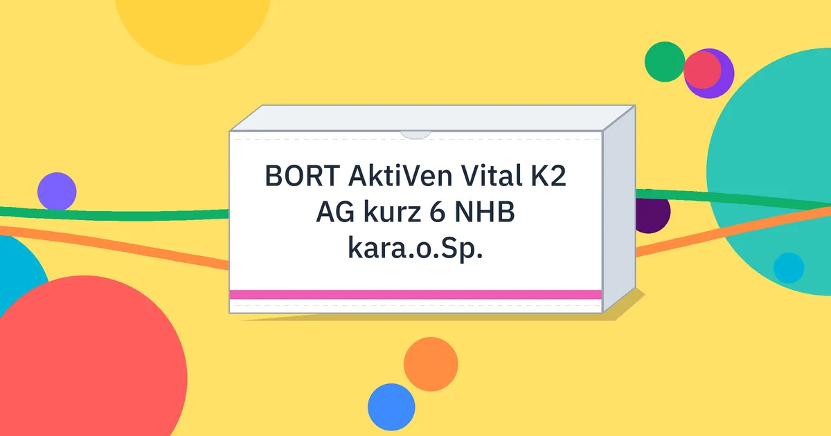 Symbolbild: Packung mit der Aufschrift BORT AktiVen Vital K2 AG kurz 6 NHB kara.o.Sp. (PZN 12384081) – Verfügbarkeit und Bezug in Apotheken in Frankfurt am Main