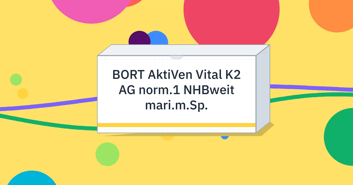 Symbolbild: Packung mit der Aufschrift BORT AktiVen Vital K2 AG norm.1 NHBweit mari.m.Sp. (PZN 13733276) – Verfügbarkeit und Bezug in Apotheken in Frankfurt am Main