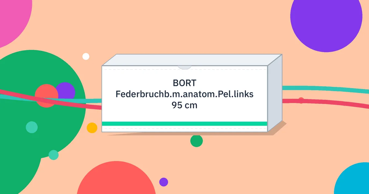 Symbolbild: Packung mit der Aufschrift BORT Federbruchb.m.anatom.Pel.links 95 cm (PZN 07195389) – Verfügbarkeit und Bezug in Apotheken in Frankfurt am Main