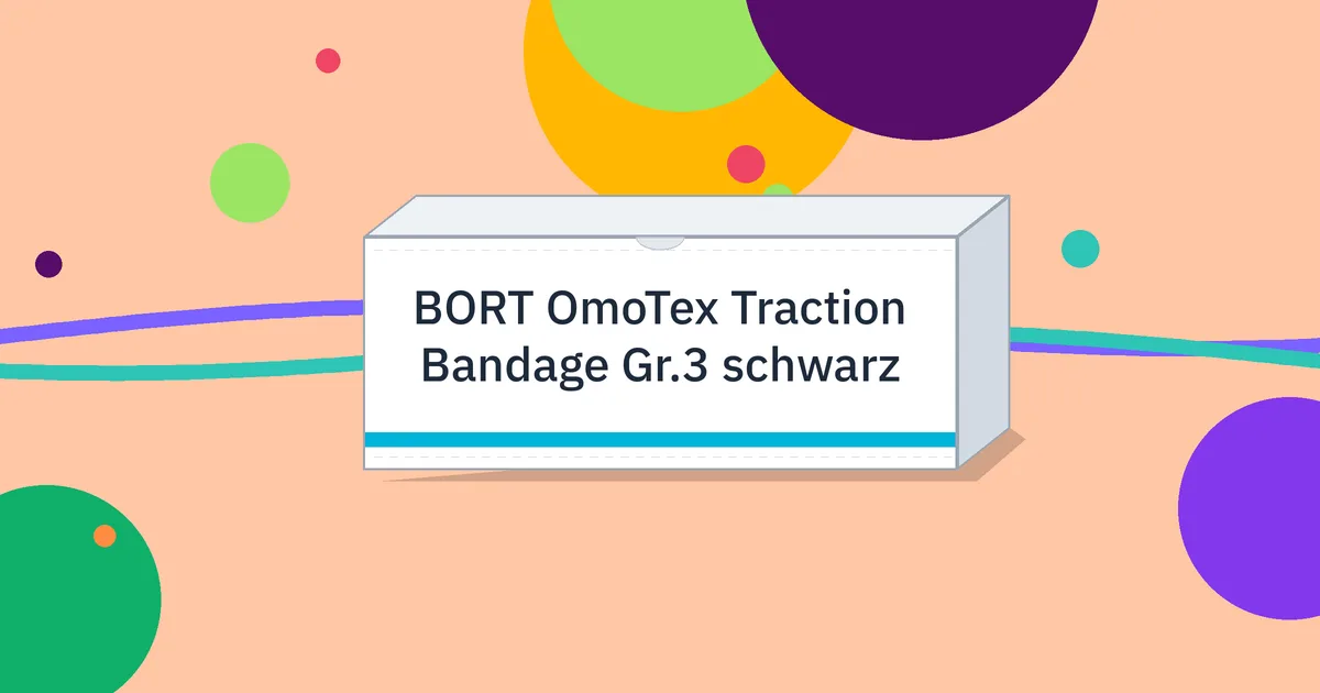Symbolbild: Packung mit der Aufschrift BORT OmoTex Traction Bandage Gr.3 schwarz (PZN 02731340) – Verfügbarkeit und Bezug in Apotheken in Frankfurt am Main