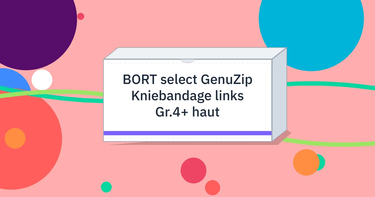 Symbolbild: Packung mit der Aufschrift BORT select GenuZip Kniebandage links Gr.4+ haut (PZN 16844013) – Verfügbarkeit und Bezug in Apotheken in Frankfurt am Main