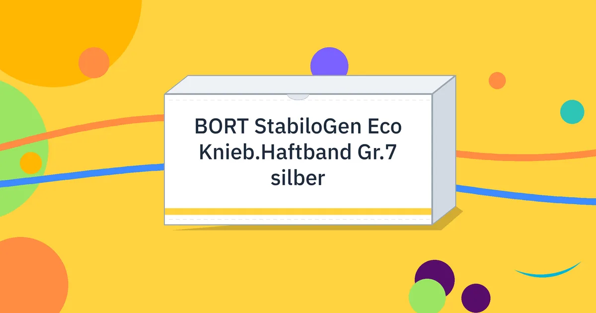 Symbolbild: Packung mit der Aufschrift BORT StabiloGen Eco Knieb.Haftband Gr.7 silber (PZN 18270102) – Verfügbarkeit und Bezug in Apotheken in Frankfurt am Main