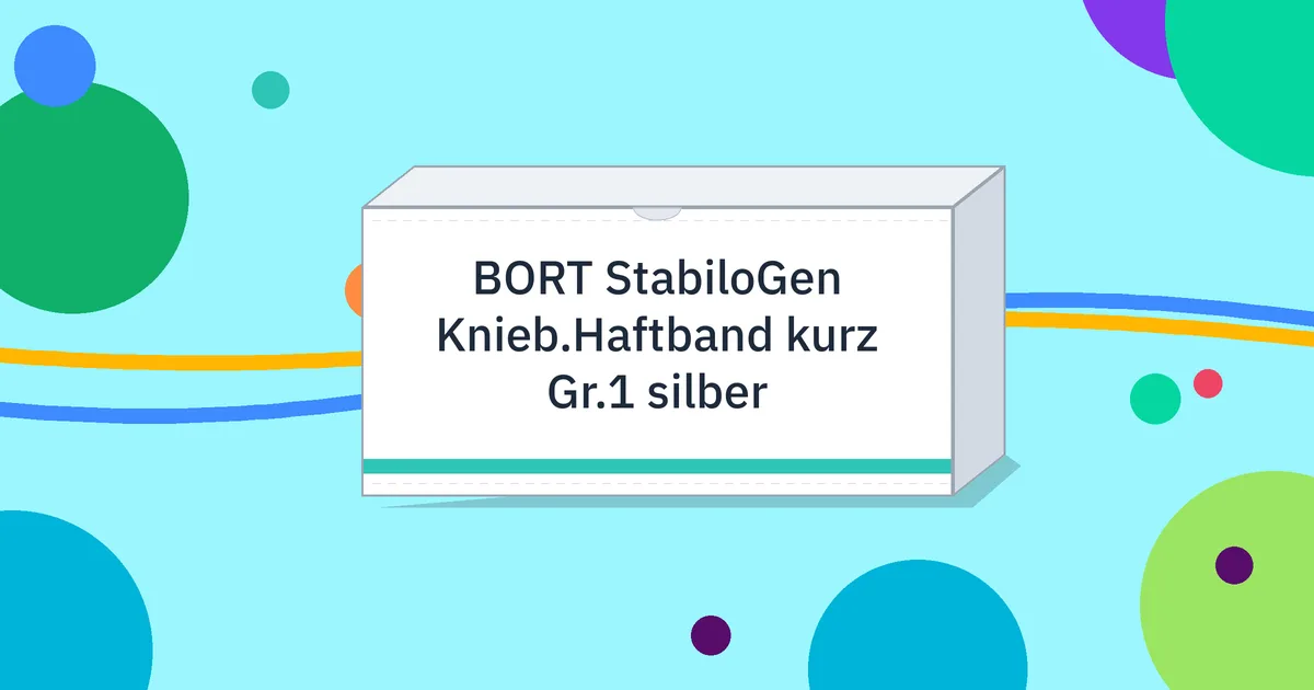 Symbolbild: Packung mit der Aufschrift BORT StabiloGen Knieb.Haftband kurz Gr.1 silber (PZN 16847247) – Verfügbarkeit und Bezug in Apotheken in Frankfurt am Main