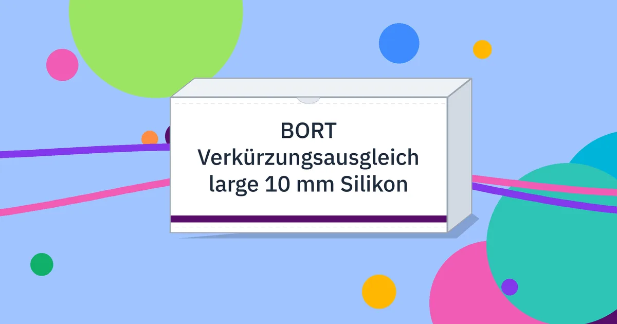 Symbolbild: Packung mit der Aufschrift BORT Verkürzungsausgleich large 10 mm Silikon (PZN 00238865) – Verfügbarkeit und Bezug in Apotheken in Frankfurt am Main
