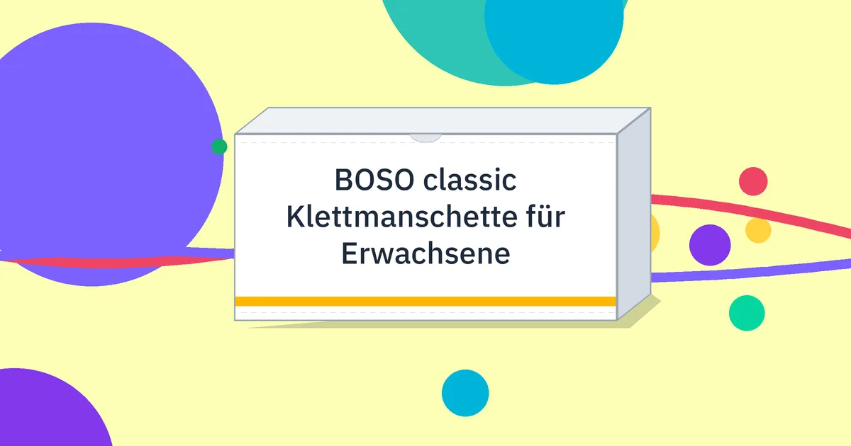 Symbolbild: Packung mit der Aufschrift BOSO classic Klettmanschette für Erwachsene (PZN 01103156) – Verfügbarkeit und Bezug in Apotheken in Frankfurt am Main