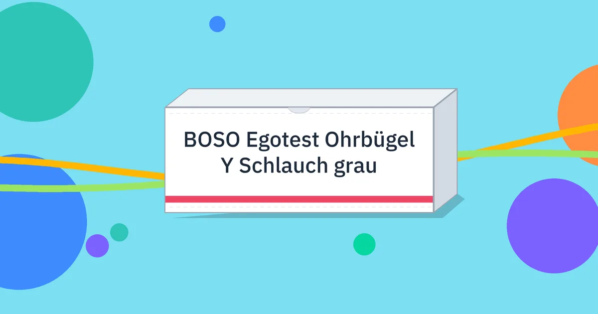 Symbolbild: Packung mit der Aufschrift BOSO Egotest Ohrbügel Y Schlauch grau (PZN 08531205) – Verfügbarkeit und Bezug in Apotheken in Frankfurt am Main