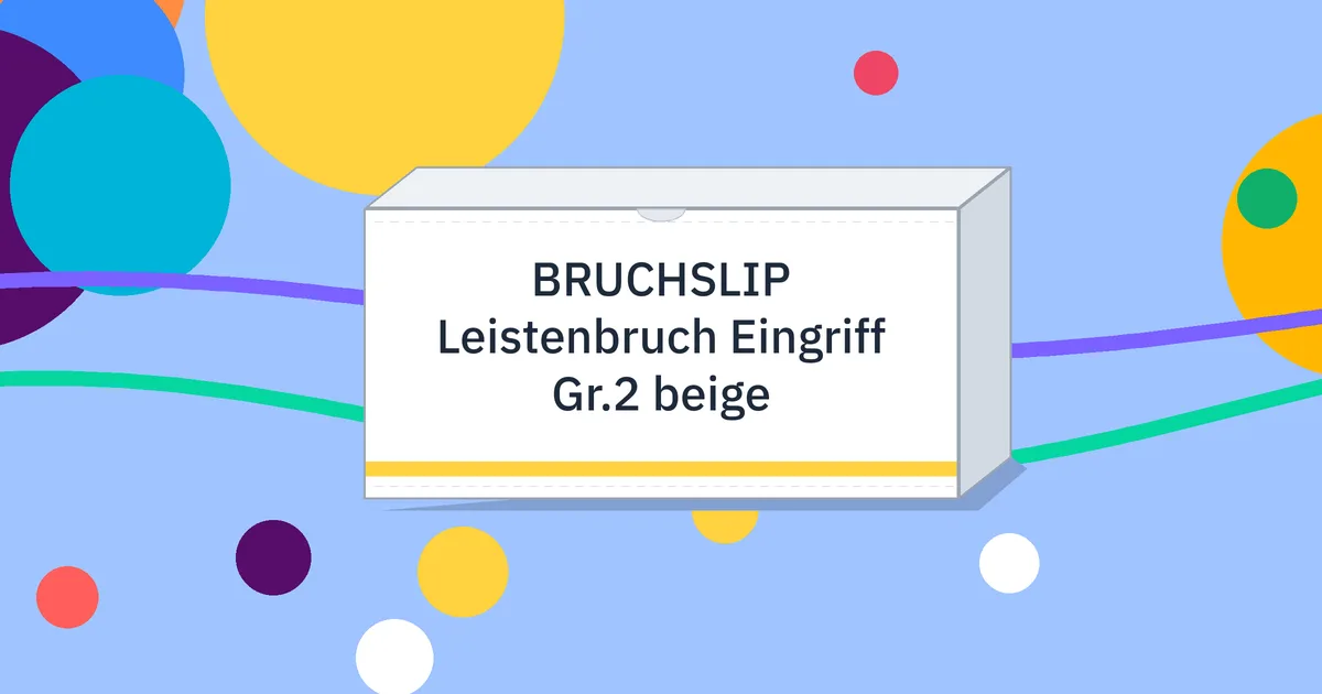 Symbolbild: Packung mit der Aufschrift BRUCHSLIP Leistenbruch Eingriff Gr.2 beige (PZN 19390624) – Verfügbarkeit und Bezug in Apotheken in Frankfurt am Main