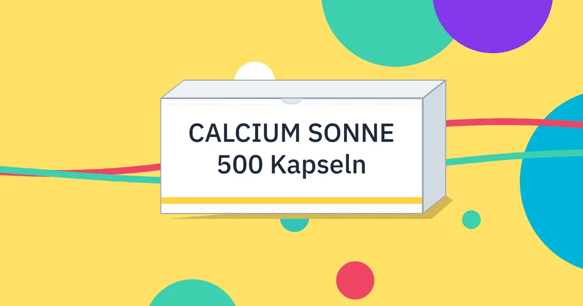 Symbolbild: Packung mit der Aufschrift CALCIUM SONNE 500 Kapseln (PZN 17819477) – Verfügbarkeit und Bezug in Apotheken in Frankfurt am Main