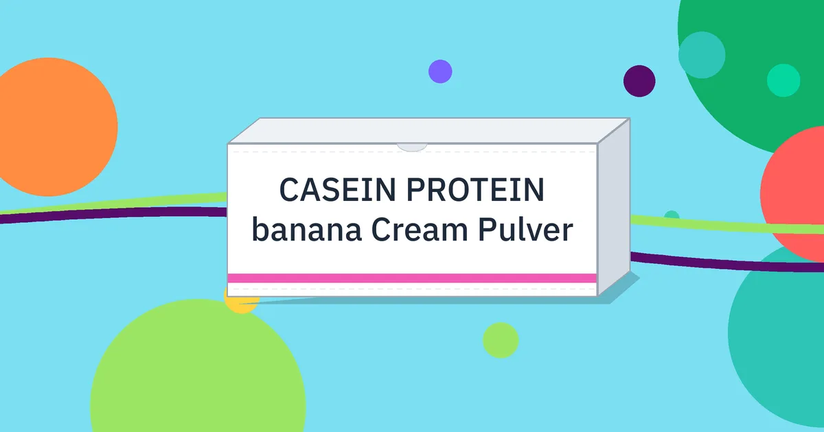 Symbolbild: Packung mit der Aufschrift CASEIN PROTEIN banana Cream Pulver (PZN 04123024) – Verfügbarkeit und Bezug in Apotheken in Frankfurt am Main