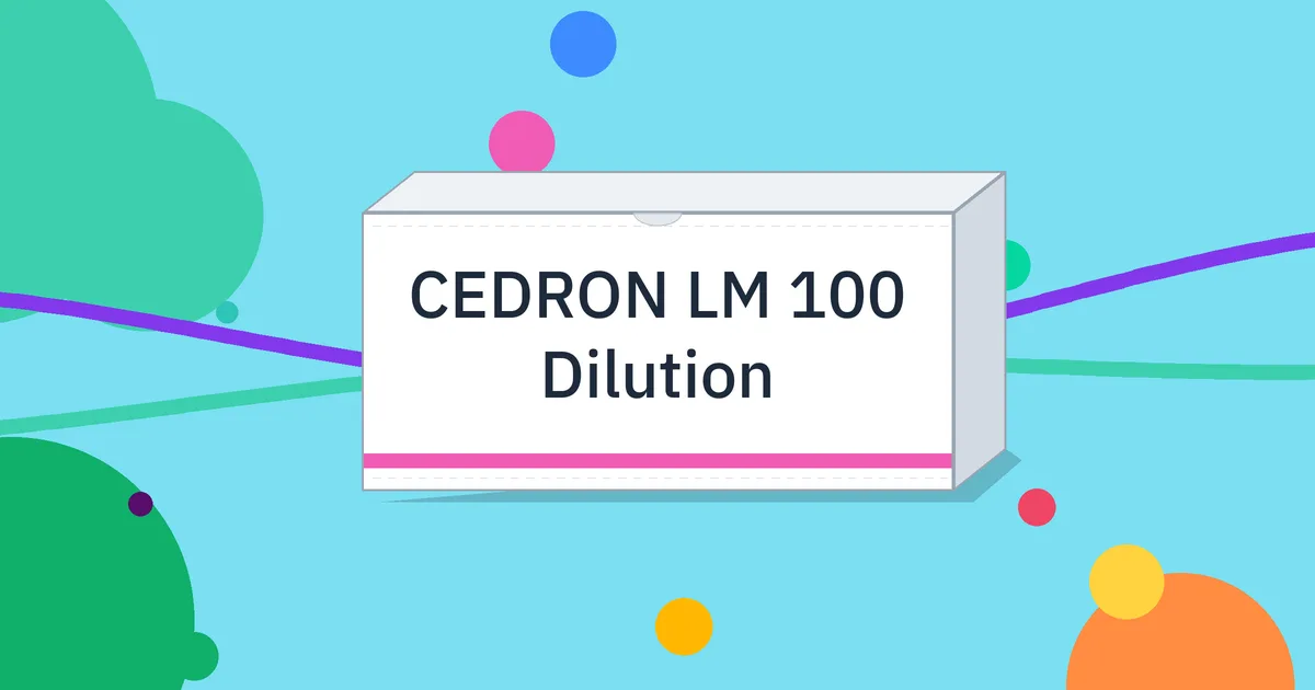 Symbolbild: Packung mit der Aufschrift CEDRON LM 100 Dilution (PZN 13435969) – Verfügbarkeit und Bezug in Apotheken in Frankfurt am Main