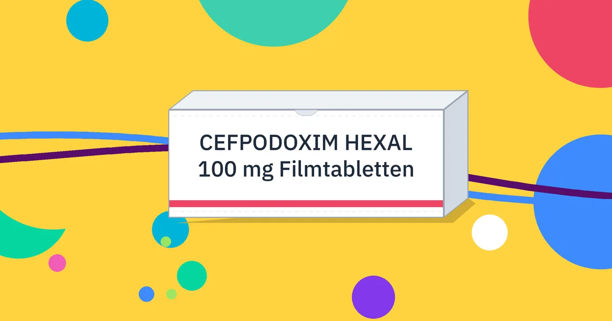 Symbolbild: Packung mit der Aufschrift CEFPODOXIM HEXAL 100 mg Filmtabletten (PZN 00826237) – Verfügbarkeit und Bezug in Apotheken in Frankfurt am Main