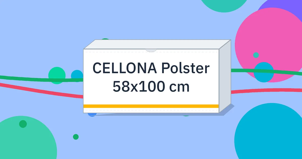 Symbolbild: Packung mit der Aufschrift CELLONA Polster 58x100 cm (PZN 02765497) – Verfügbarkeit und Bezug in Apotheken in Frankfurt am Main
