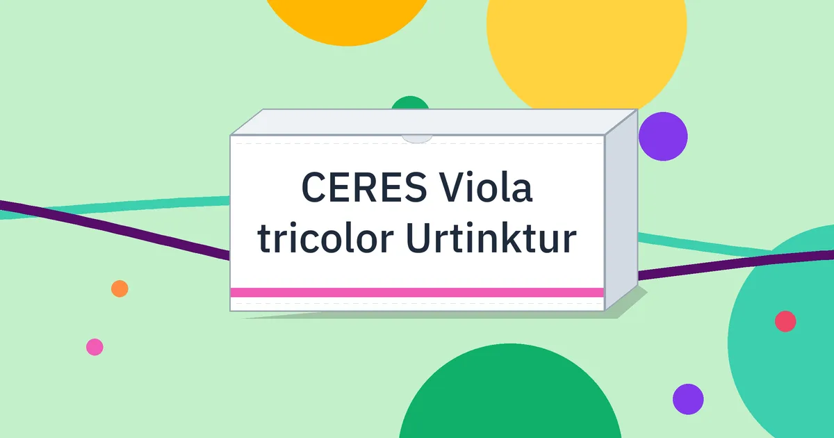 Symbolbild: Packung mit der Aufschrift CERES Viola tricolor Urtinktur (PZN 00425461) – Verfügbarkeit und Bezug in Apotheken in Frankfurt am Main