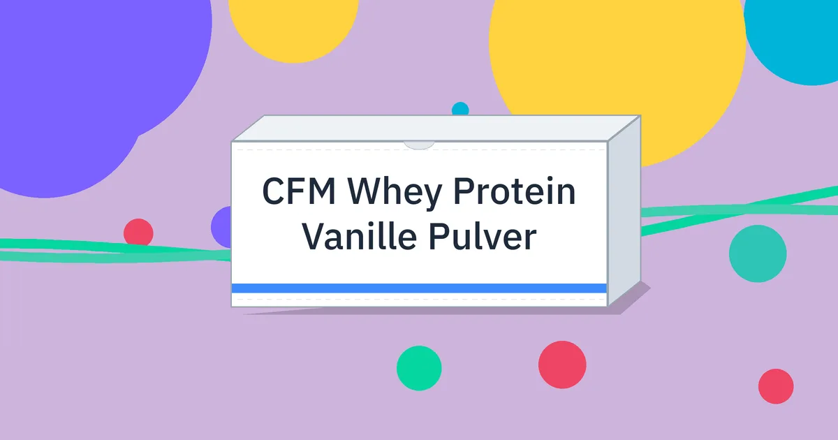 Symbolbild: Packung mit der Aufschrift CFM Whey Protein Vanille Pulver (PZN 10027796) – Verfügbarkeit und Bezug in Apotheken in Frankfurt am Main