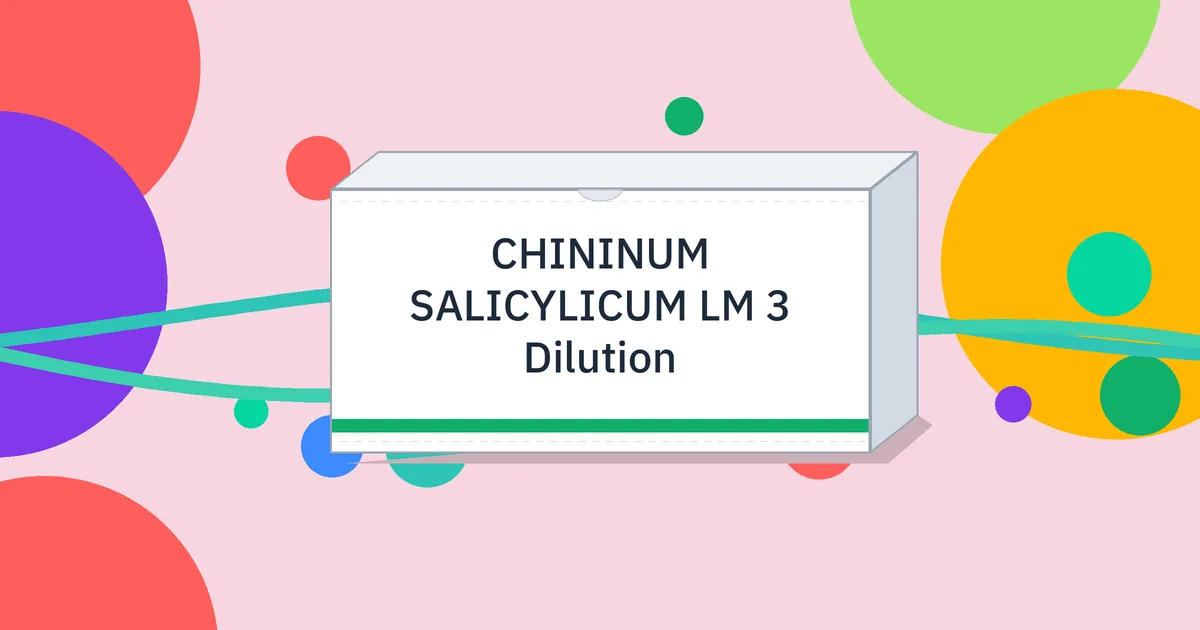 Symbolbild: Packung mit der Aufschrift CHININUM SALICYLICUM LM 3 Dilution (PZN 12815492) – Verfügbarkeit und Bezug in Apotheken in Frankfurt am Main