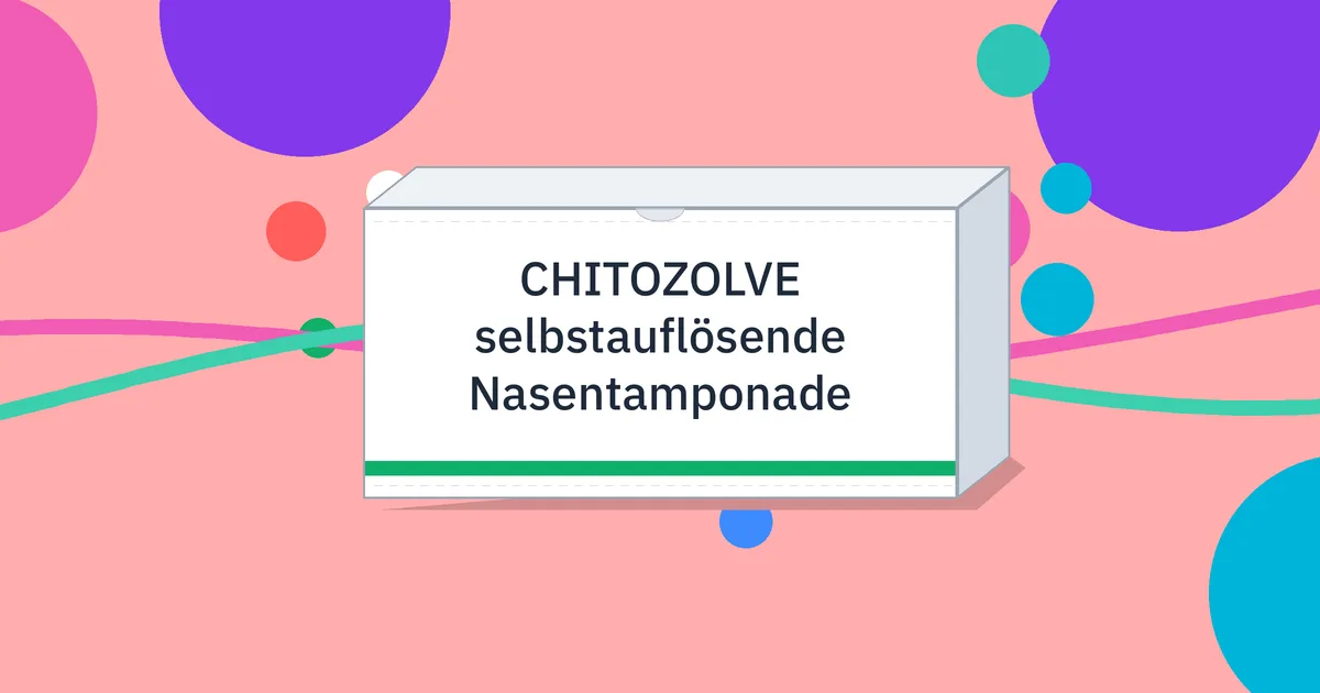 Symbolbild: Packung mit der Aufschrift CHITOZOLVE selbstauflösende Nasentamponade (PZN 17302389) – Verfügbarkeit und Bezug in Apotheken in Frankfurt am Main