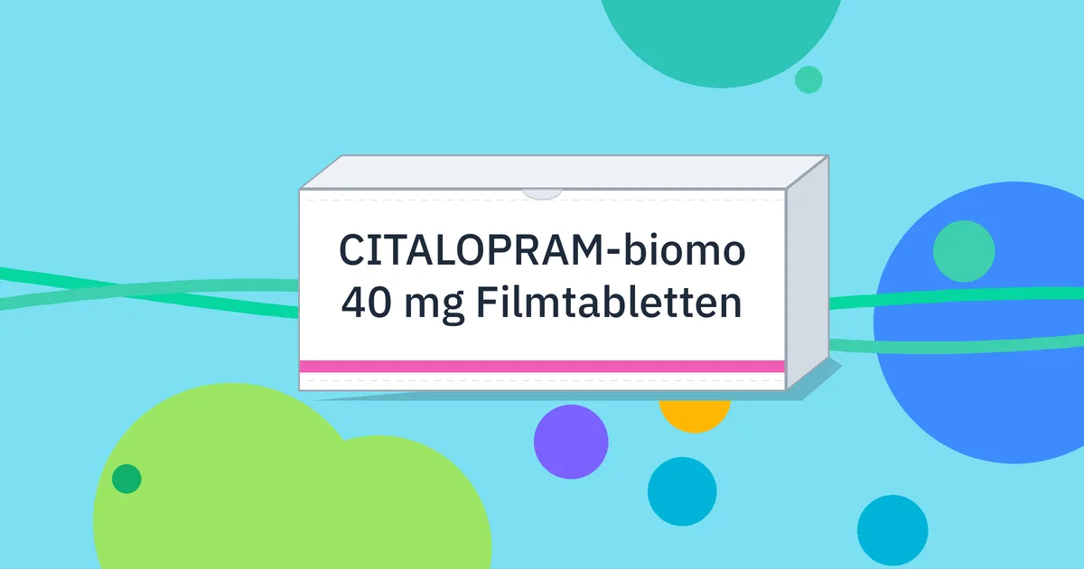 Symbolbild: Packung mit der Aufschrift CITALOPRAM-biomo 40 mg Filmtabletten (PZN 02855065) – Verfügbarkeit und Bezug in Apotheken in Frankfurt am Main