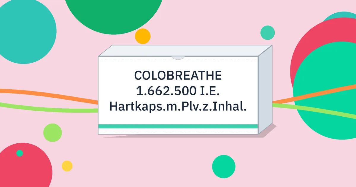 Symbolbild: Packung mit der Aufschrift COLOBREATHE 1.662.500 I.E. Hartkaps.m.Plv.z.Inhal. (PZN 11377883) – Verfügbarkeit und Bezug in Apotheken in Frankfurt am Main