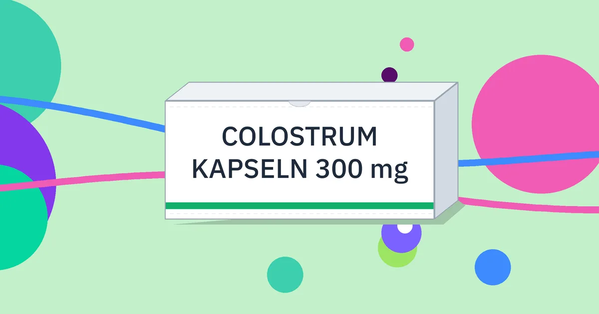 Symbolbild: Packung mit der Aufschrift COLOSTRUM KAPSELN 300 mg (PZN 04020749) – Verfügbarkeit und Bezug in Apotheken in Frankfurt am Main