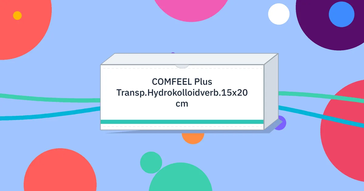 Symbolbild: Packung mit der Aufschrift COMFEEL Plus Transp.Hydrokolloidverb.15x20 cm (PZN 14332102) – Verfügbarkeit und Bezug in Apotheken in Frankfurt am Main