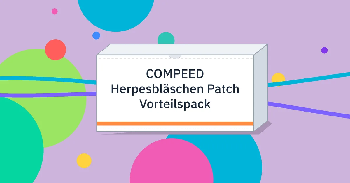 Symbolbild: Packung mit der Aufschrift COMPEED Herpesbläschen Patch Vorteilspack (PZN 20413649) – Verfügbarkeit und Bezug in Apotheken in Frankfurt am Main