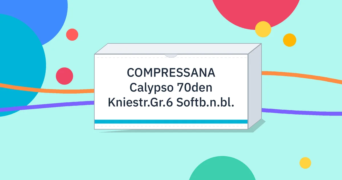 Symbolbild: Packung mit der Aufschrift COMPRESSANA Calypso 70den Kniestr.Gr.6 Softb.n.bl. (PZN 07719622) – Verfügbarkeit und Bezug in Apotheken in Frankfurt am Main