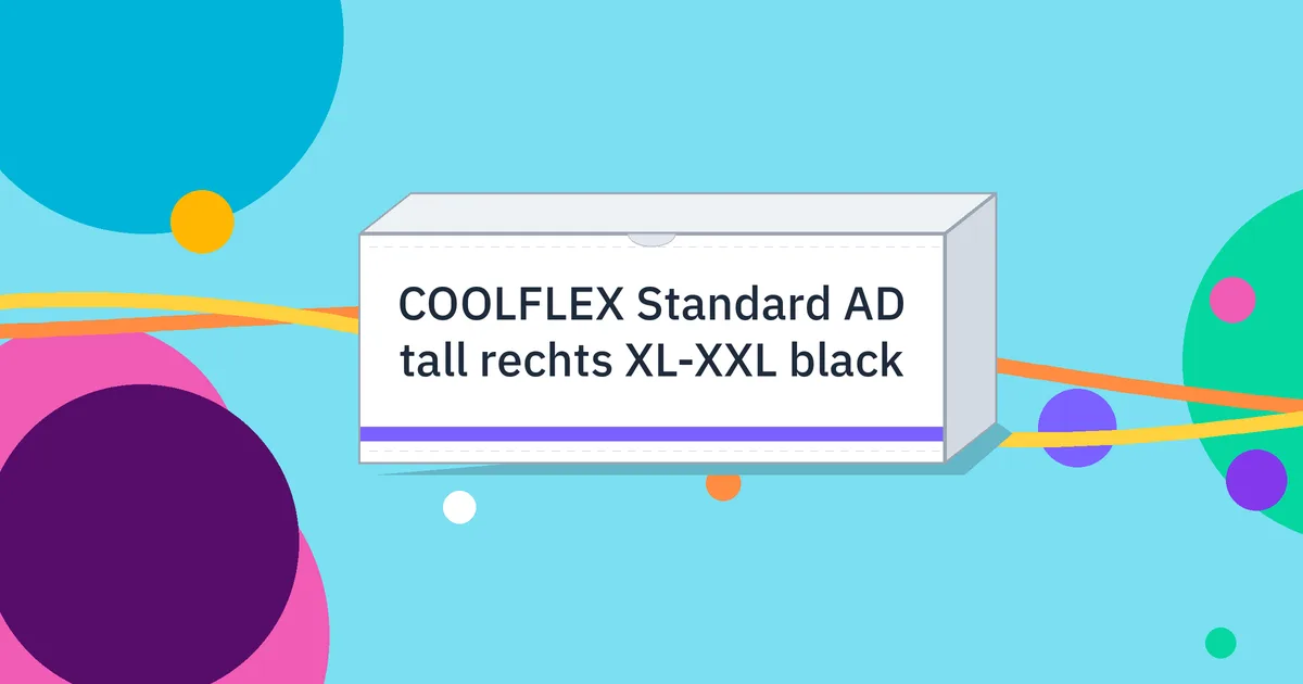 Symbolbild: Packung mit der Aufschrift COOLFLEX Standard AD tall rechts XL-XXL black (PZN 19535229) – Verfügbarkeit und Bezug in Apotheken in Frankfurt am Main