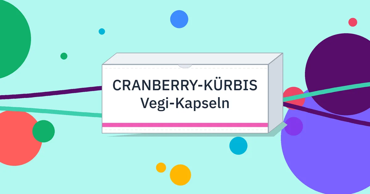 Symbolbild: Packung mit der Aufschrift CRANBERRY-KÜRBIS Vegi-Kapseln (PZN 11160190) – Verfügbarkeit und Bezug in Apotheken in Frankfurt am Main