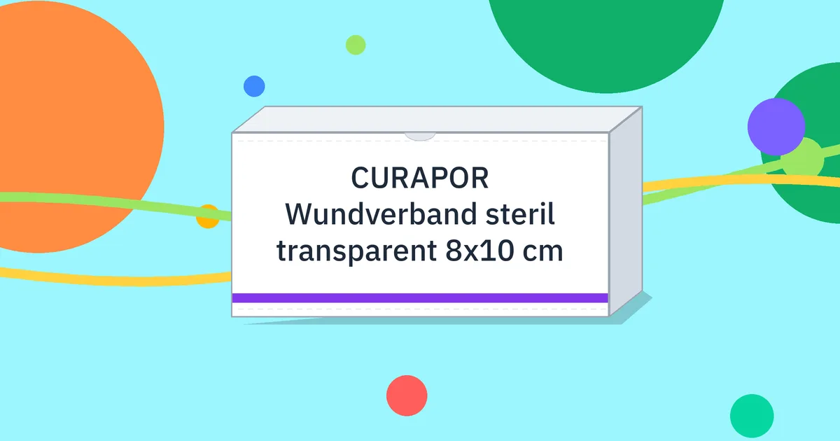 Symbolbild: Packung mit der Aufschrift CURAPOR Wundverband steril transparent 8x10 cm (PZN 02913756) – Verfügbarkeit und Bezug in Apotheken in Frankfurt am Main
