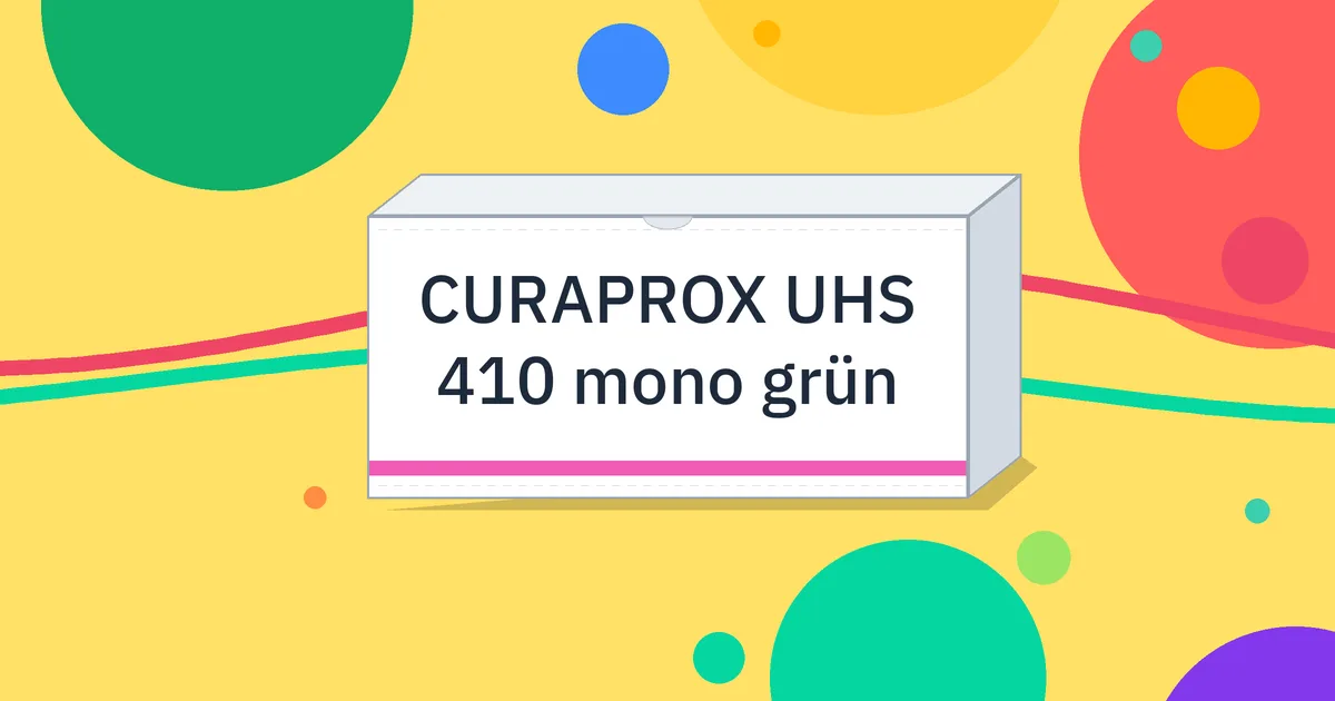 Symbolbild: Packung mit der Aufschrift CURAPROX UHS 410 mono grün (PZN 03434845) – Verfügbarkeit und Bezug in Apotheken in Frankfurt am Main