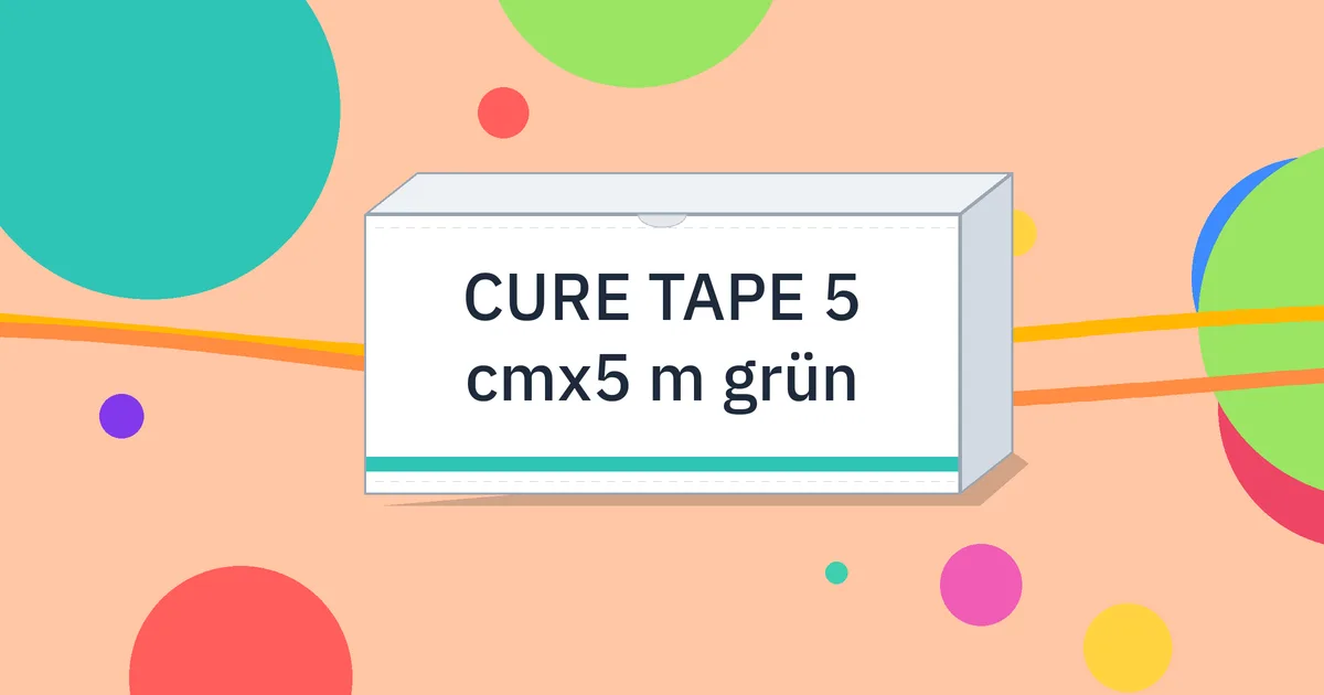 Symbolbild: Packung mit der Aufschrift CURE TAPE 5 cmx5 m grün (PZN 10340582) – Verfügbarkeit und Bezug in Apotheken in Frankfurt am Main