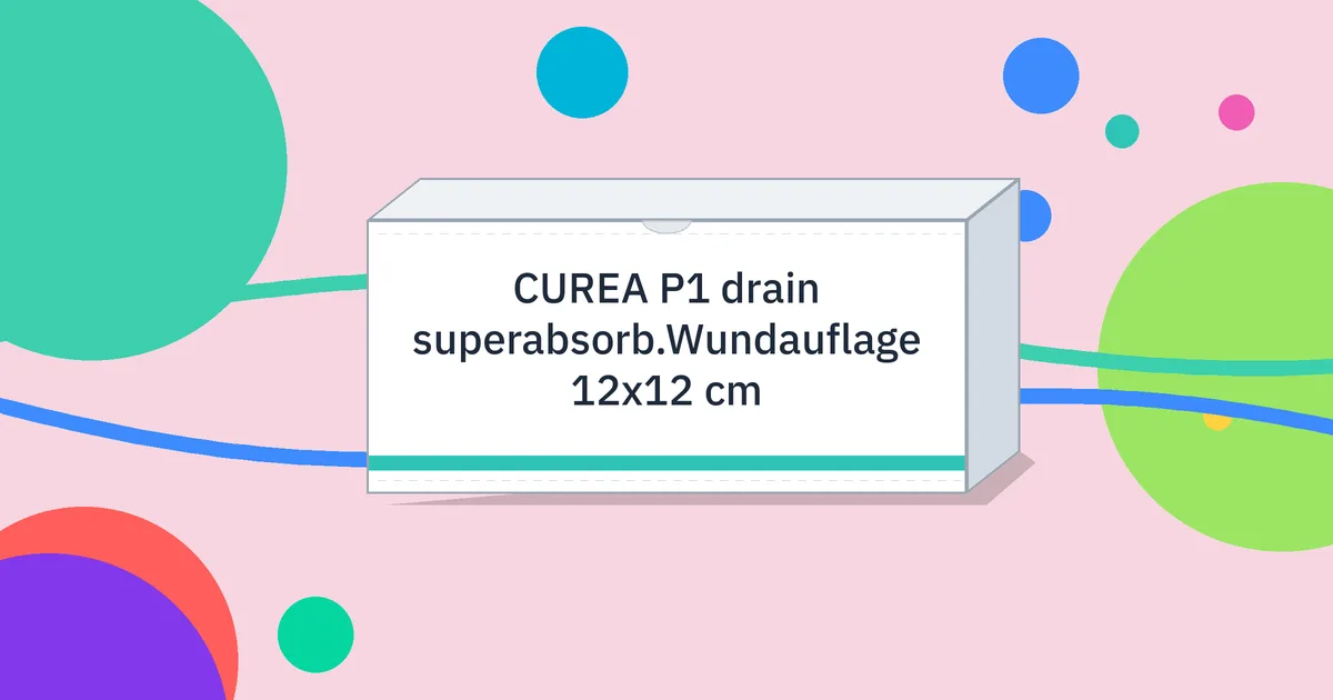 Symbolbild: Packung mit der Aufschrift CUREA P1 drain superabsorb.Wundauflage 12x12 cm (PZN 16005123) – Verfügbarkeit und Bezug in Apotheken in Frankfurt am Main