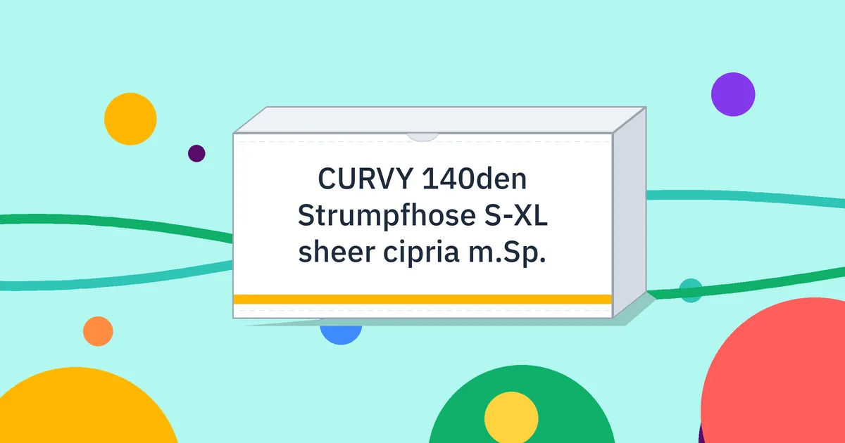 Symbolbild: Packung mit der Aufschrift CURVY 140den Strumpfhose S-XL sheer cipria m.Sp. (PZN 16175546) – Verfügbarkeit und Bezug in Apotheken in Frankfurt am Main