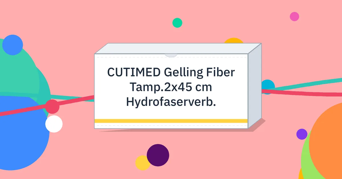 Symbolbild: Packung mit der Aufschrift CUTIMED Gelling Fiber Tamp.2x45 cm Hydrofaserverb. (PZN 18473035) – Verfügbarkeit und Bezug in Apotheken in Frankfurt am Main