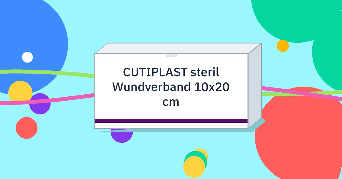 Symbolbild: Packung mit der Aufschrift CUTIPLAST steril Wundverband 10x20 cm (PZN 01131690) – Verfügbarkeit und Bezug in Apotheken in Frankfurt am Main
