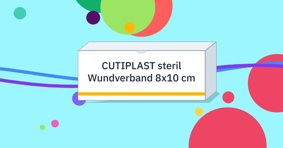 Symbolbild: Packung mit der Aufschrift CUTIPLAST steril Wundverband 8x10 cm (PZN 19700154) – Verfügbarkeit und Bezug in Apotheken in Frankfurt am Main